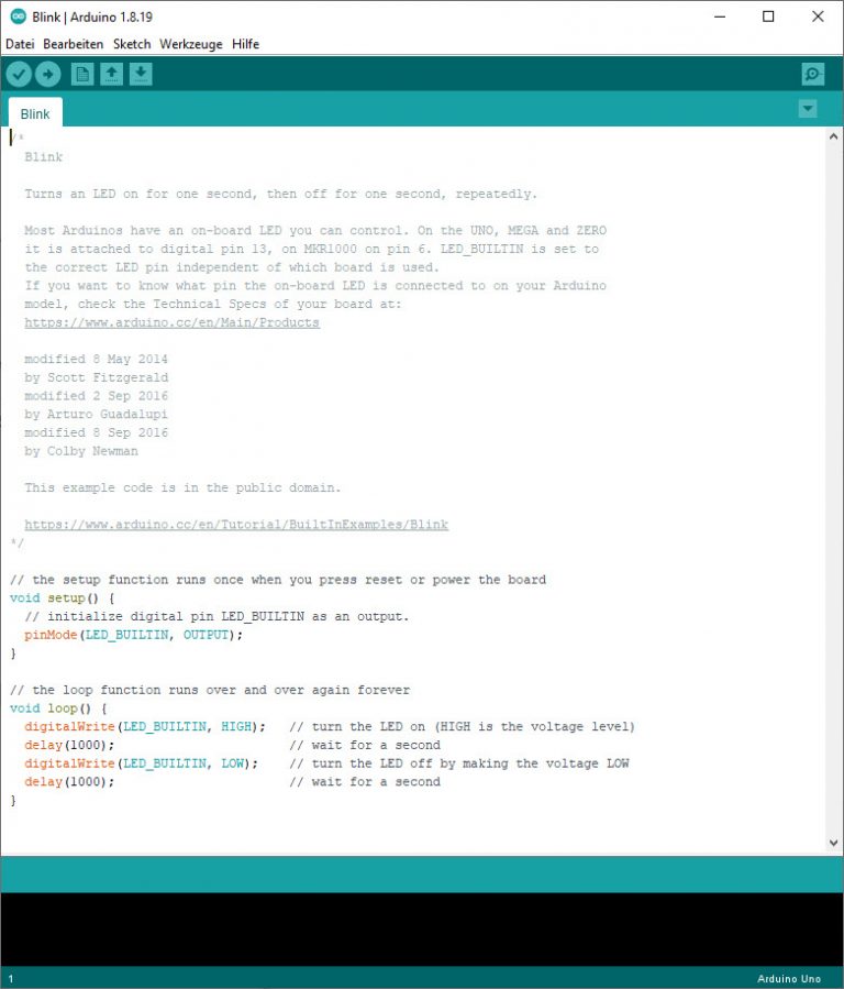 Das erste Arduino Experiment – Code programmieren – Prilchen tüftelt