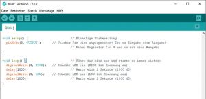 Das erste Arduino Experiment – Code programmieren – Prilchen tüftelt