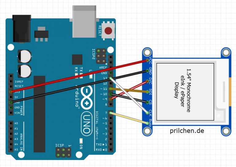 Elektronisches Papier, E-Ink-Display mit Arduino betreiben – Prilchen Laps